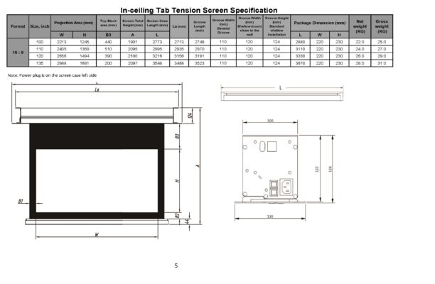 Dimension Screens 110in ANDROMEDA In-ceiling Tab Tension Electric ...